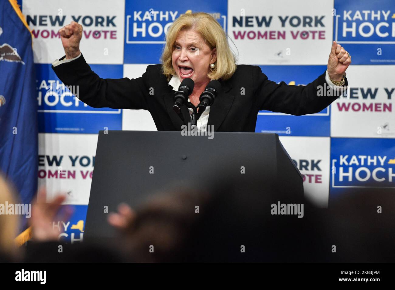 New York, NY on Nov. 3, 2022. Congresswoman Carolyn Maloney speaks at ...