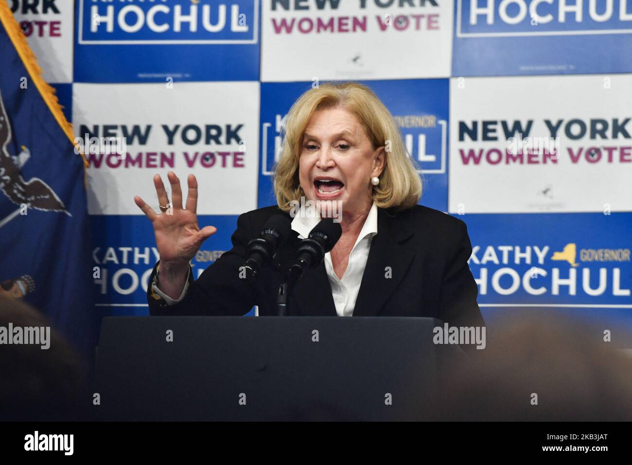 New York, NY on Nov. 3, 2022. Congresswoman Carolyn Maloney speaks at ...