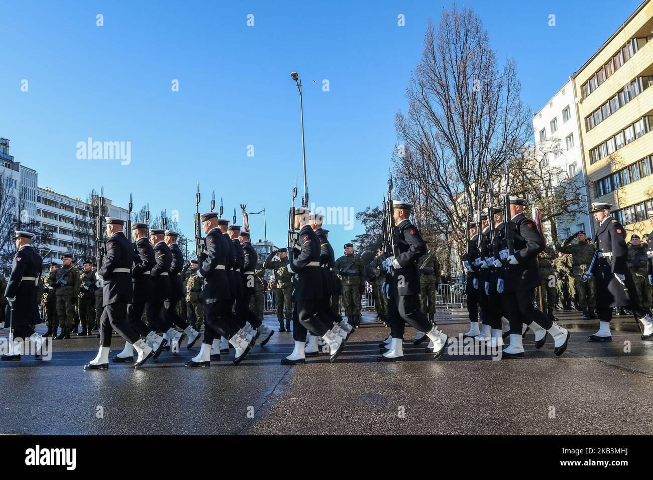 Polish Navy soldiers are seen in Gdynia, Poland on 28 November 2018 ...