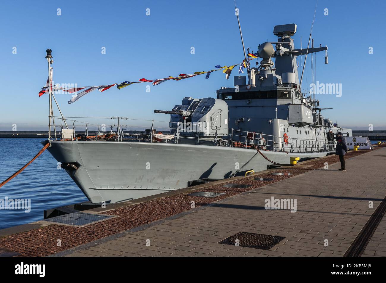 ORP Grom naval ship is seen in Gdynia, Poland on 28 November 2018 ...