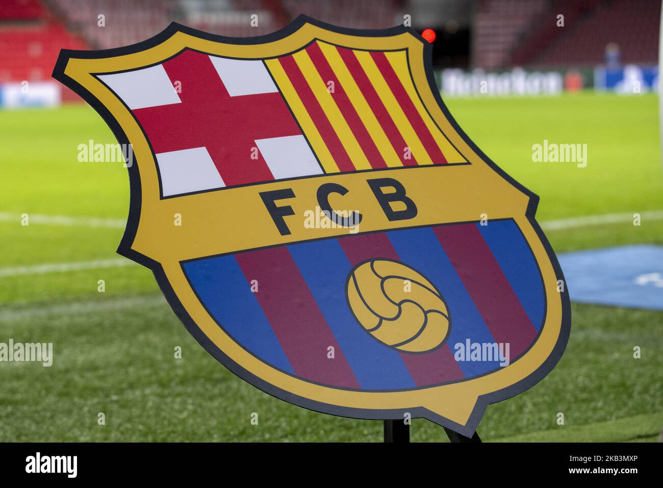 FC Barcelona coat of arms pictured during the UEFA Champions League ...