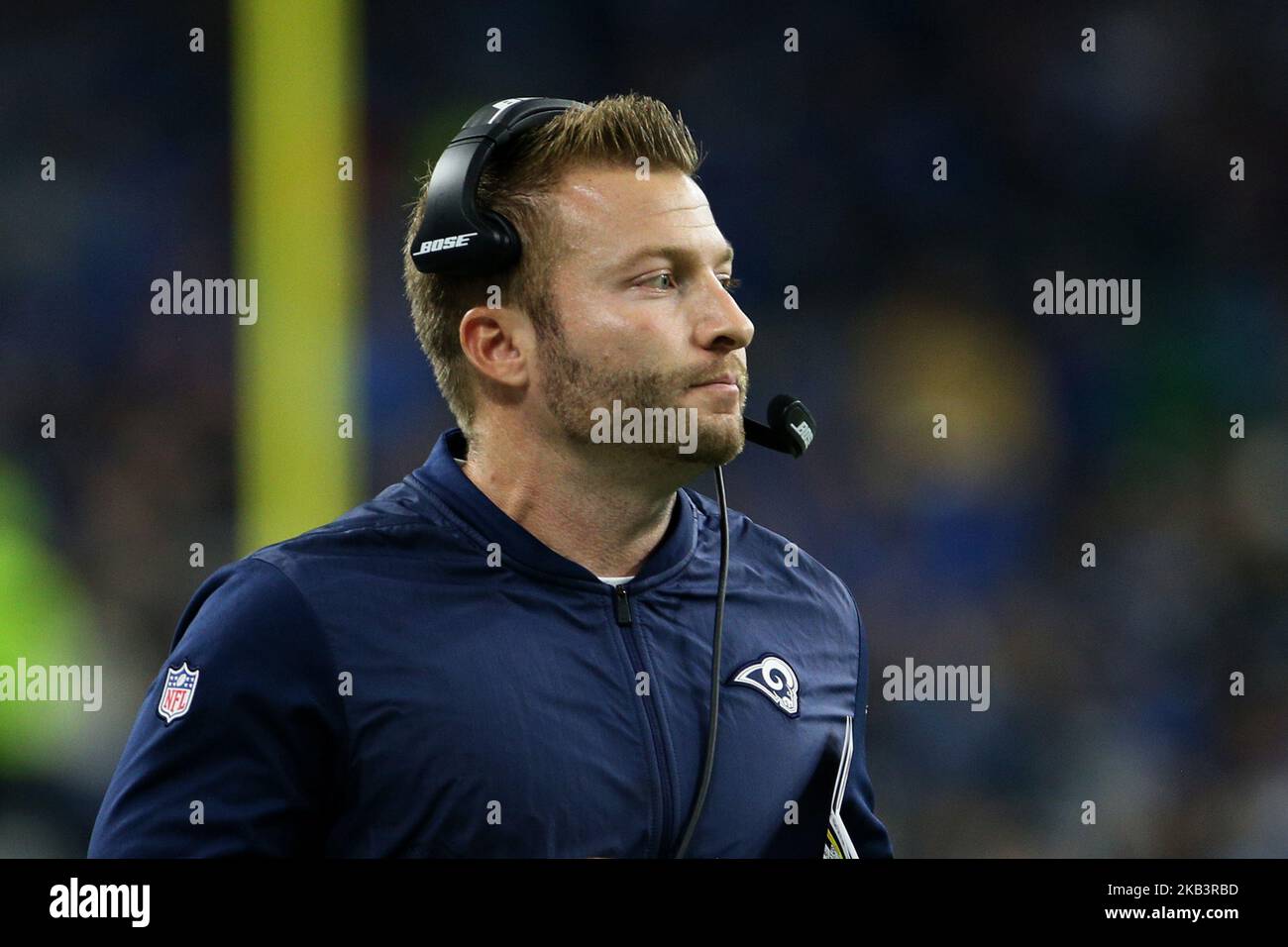 Los Angeles Rams head coach Sean McVay looks on during the first half ...