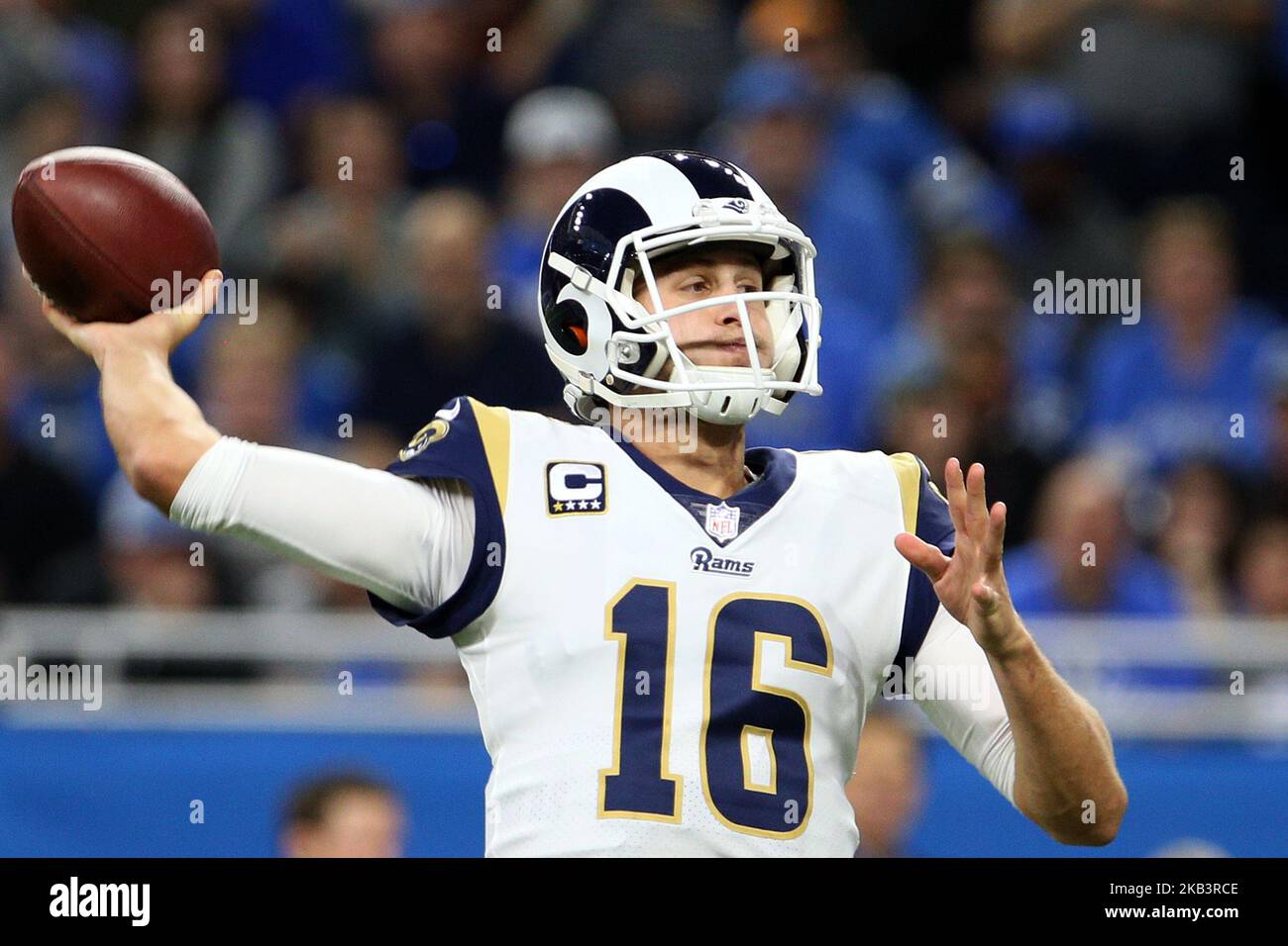 Los Angeles Rams quarterback Jared Goff (16) passes the ball during the ...