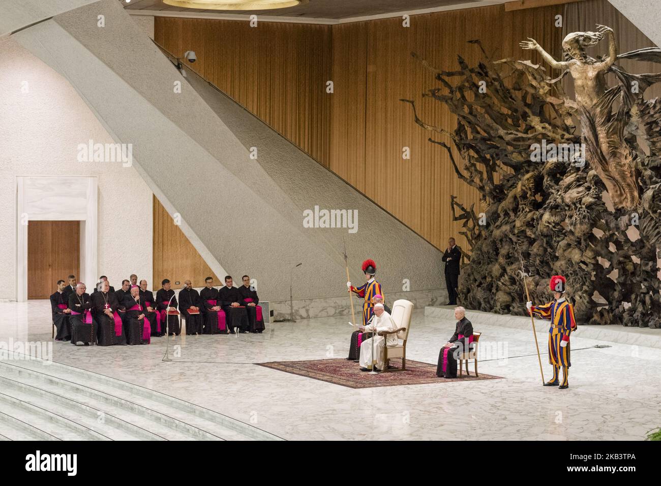 Pope Francis during his general audience at Paolo VI Hall, Vatican City ...