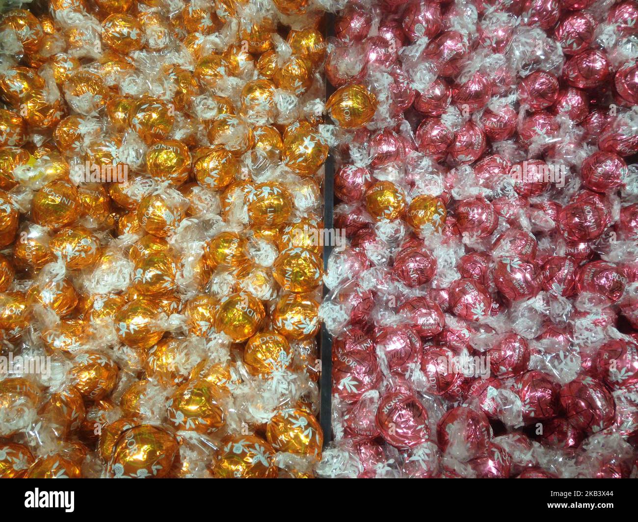 Assorted Premium Lindt Chocolates On Display At The Lindt And Sprungli Chocolate Shop During The