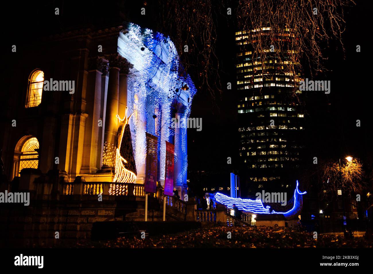 Artist Monster Chetwynd's giant illuminated slugs installation adorns ...