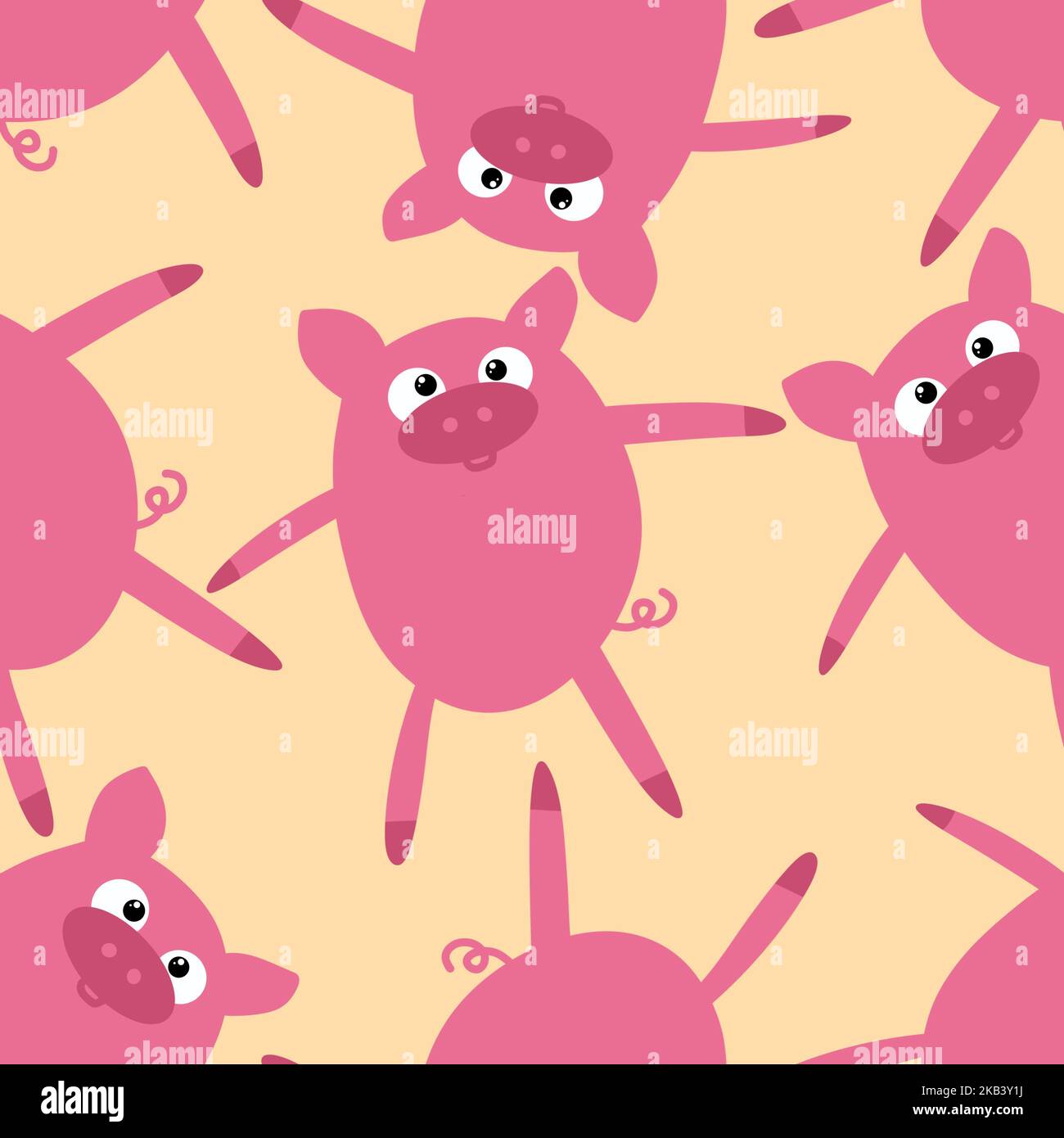 Farm animals cartoon seamless pigs pattern for wrapping paper and ...