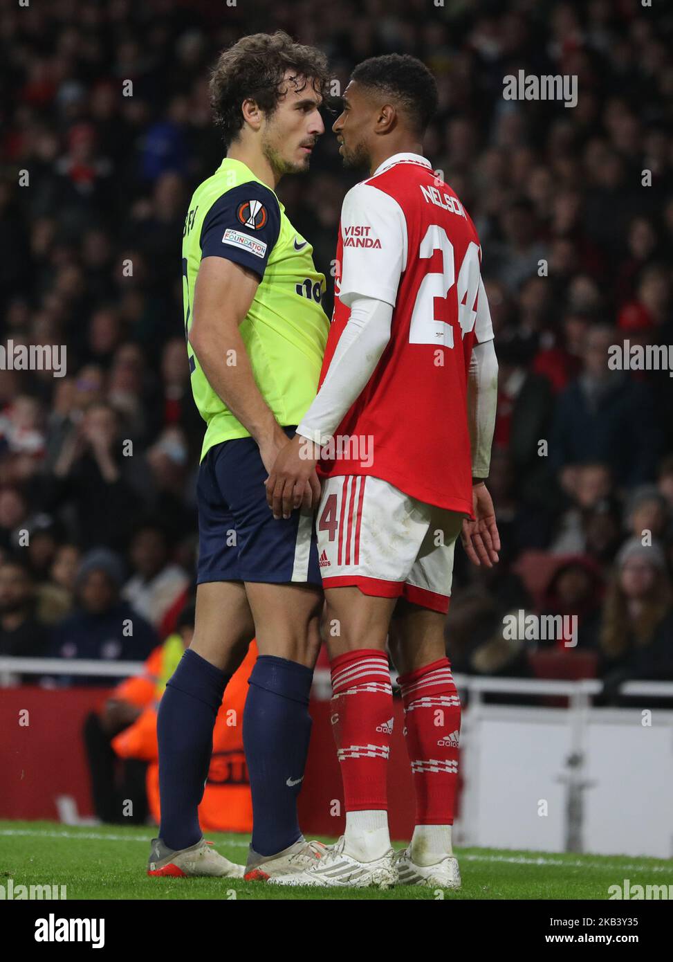 London, England, 3rd November 2022. Reiss Nelson of Arsenal and Lindrit ...