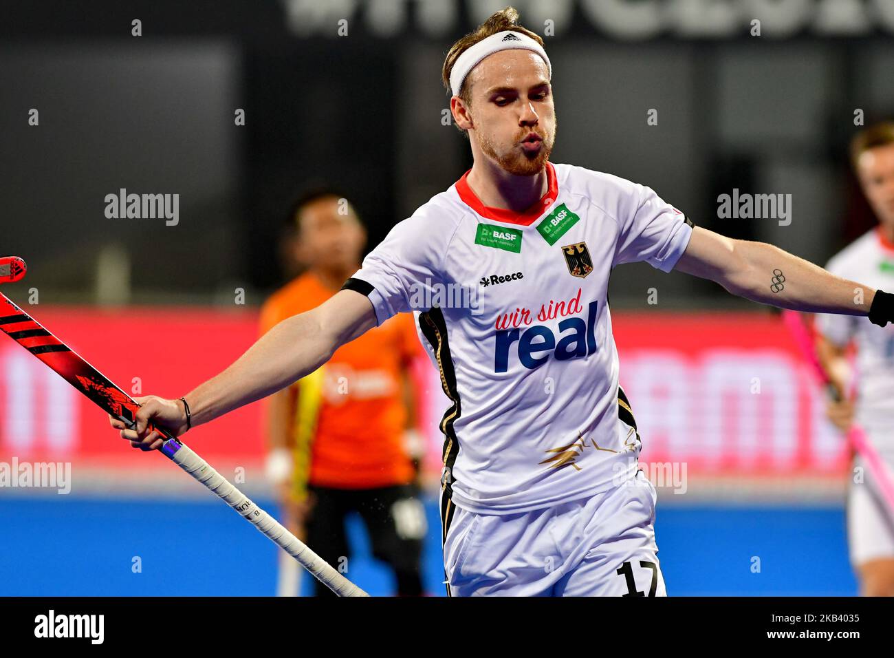 Christopher Ruhr of Germany celebrates after scoring during the FIH Men ...