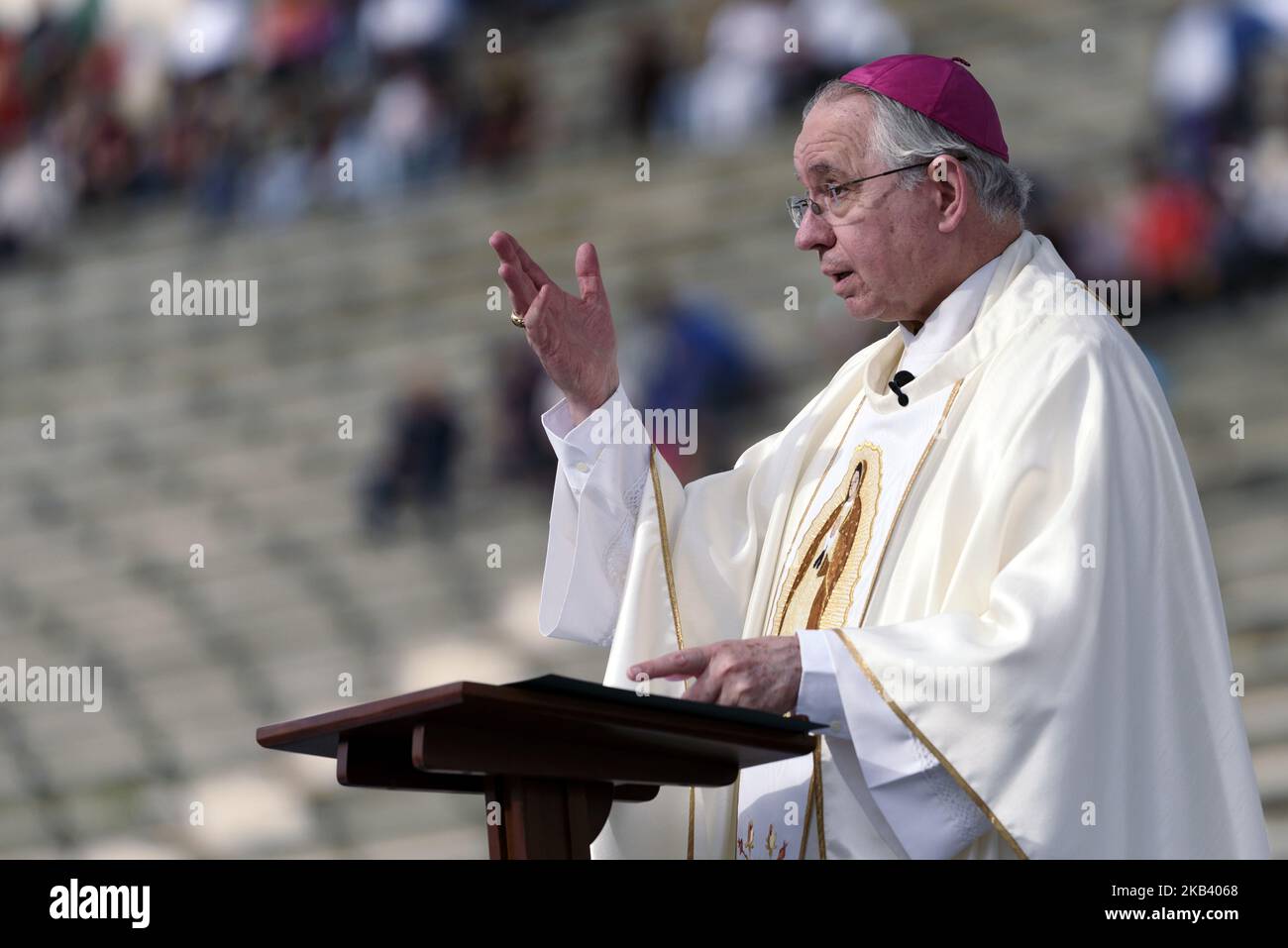 Los Angeles Archbishop, José H. Gomez, speaks during a mass in honor of ...