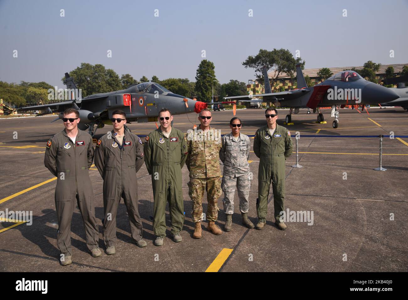 Participating members from the US Air Force stand together prior to a ...