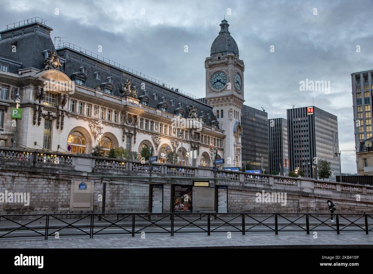 Early morning in Gare de Lyon or Lyon Station in Paris. Exterior view ...