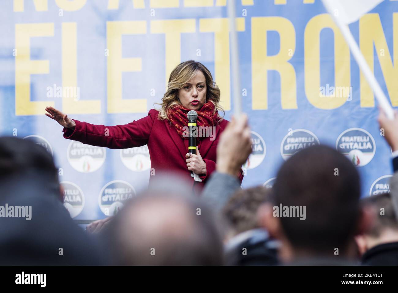 Leader of the right-wing party "Fratelli d'Italia", Giorgia Meloni ...