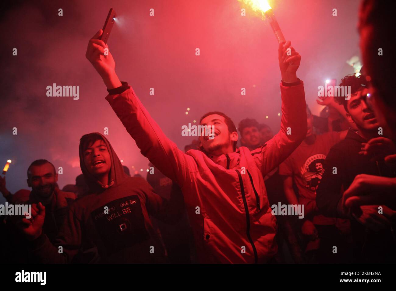 Fans light flares during the celebrations of the 100th anniversary of ...