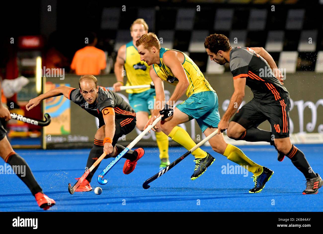Billy Bakker (L) of the Netherlands in action during the FIH Men's ...