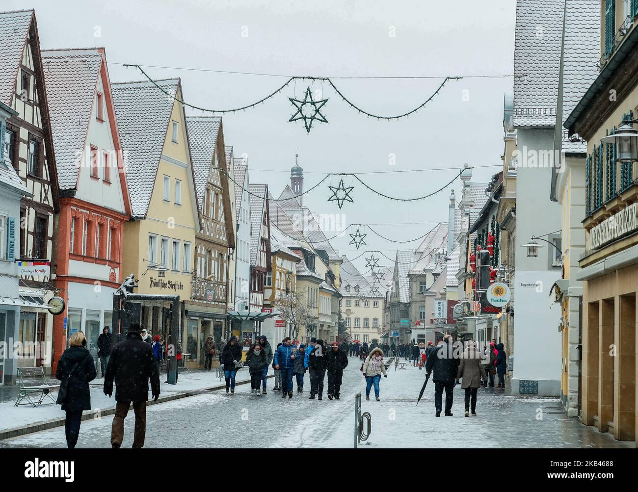 Christmas decorations on the streets of Forchheim. Christmas Market in ...