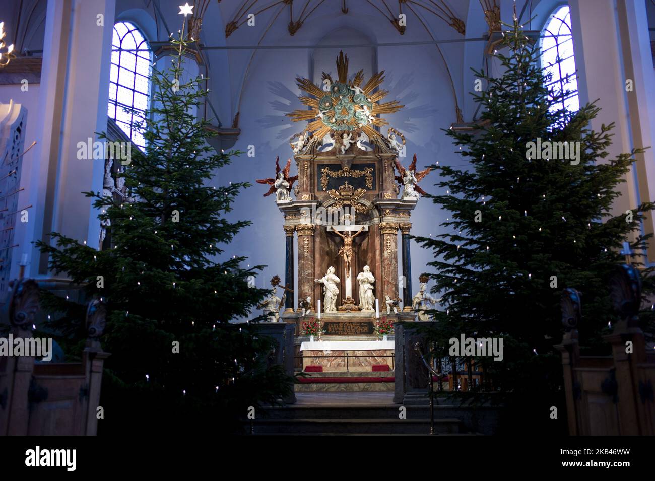 Interior view of Trinitatis Church attached to the Rundetaarn in ...