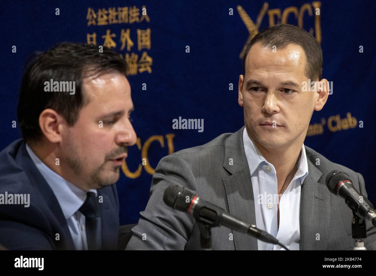 (L-R) Tommaso Perina, an Italian Father, Vincent Fichot, a French ...
