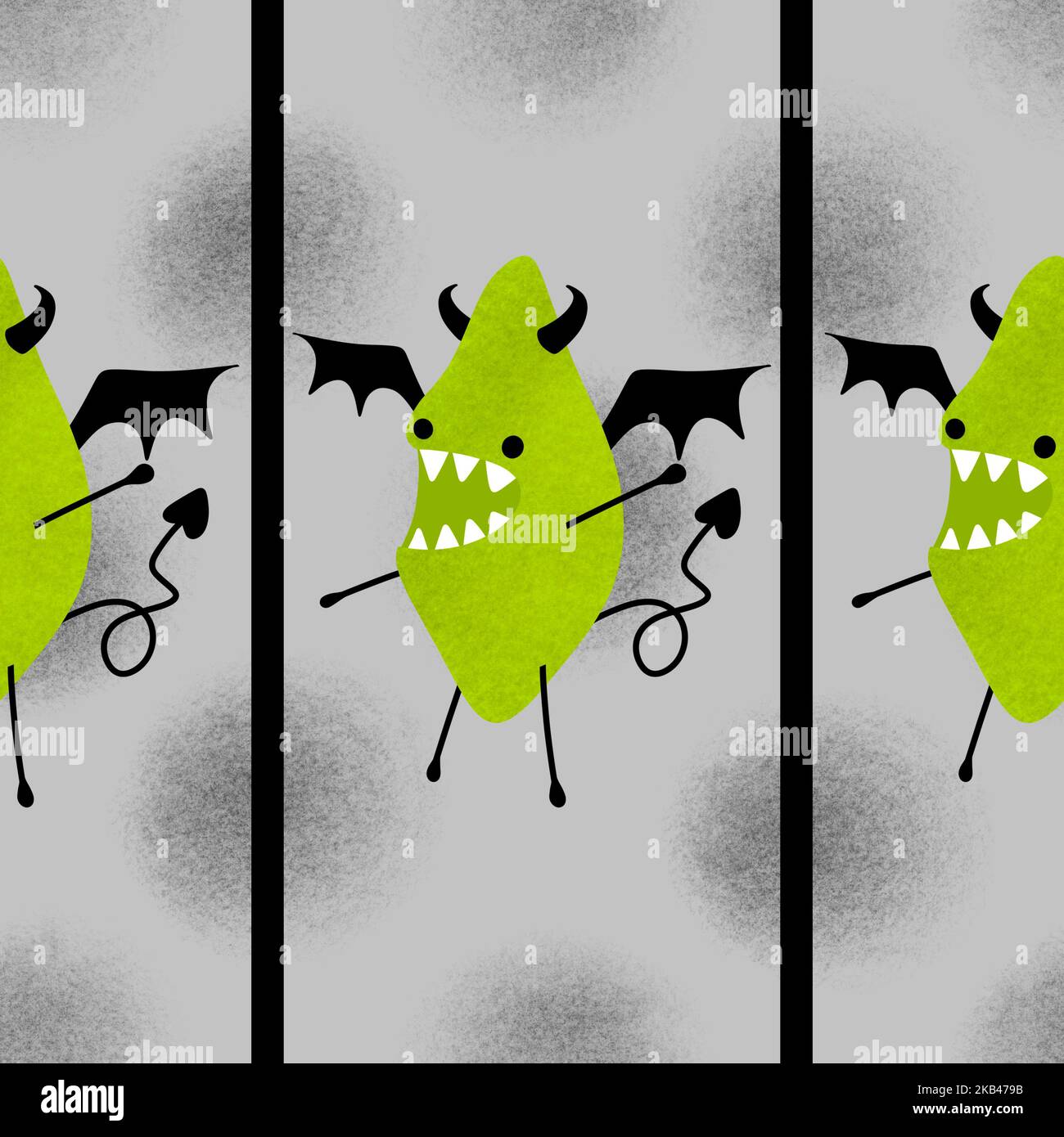 Halloween monsters fruit citrus cartoon seamless lemon vampire with ...