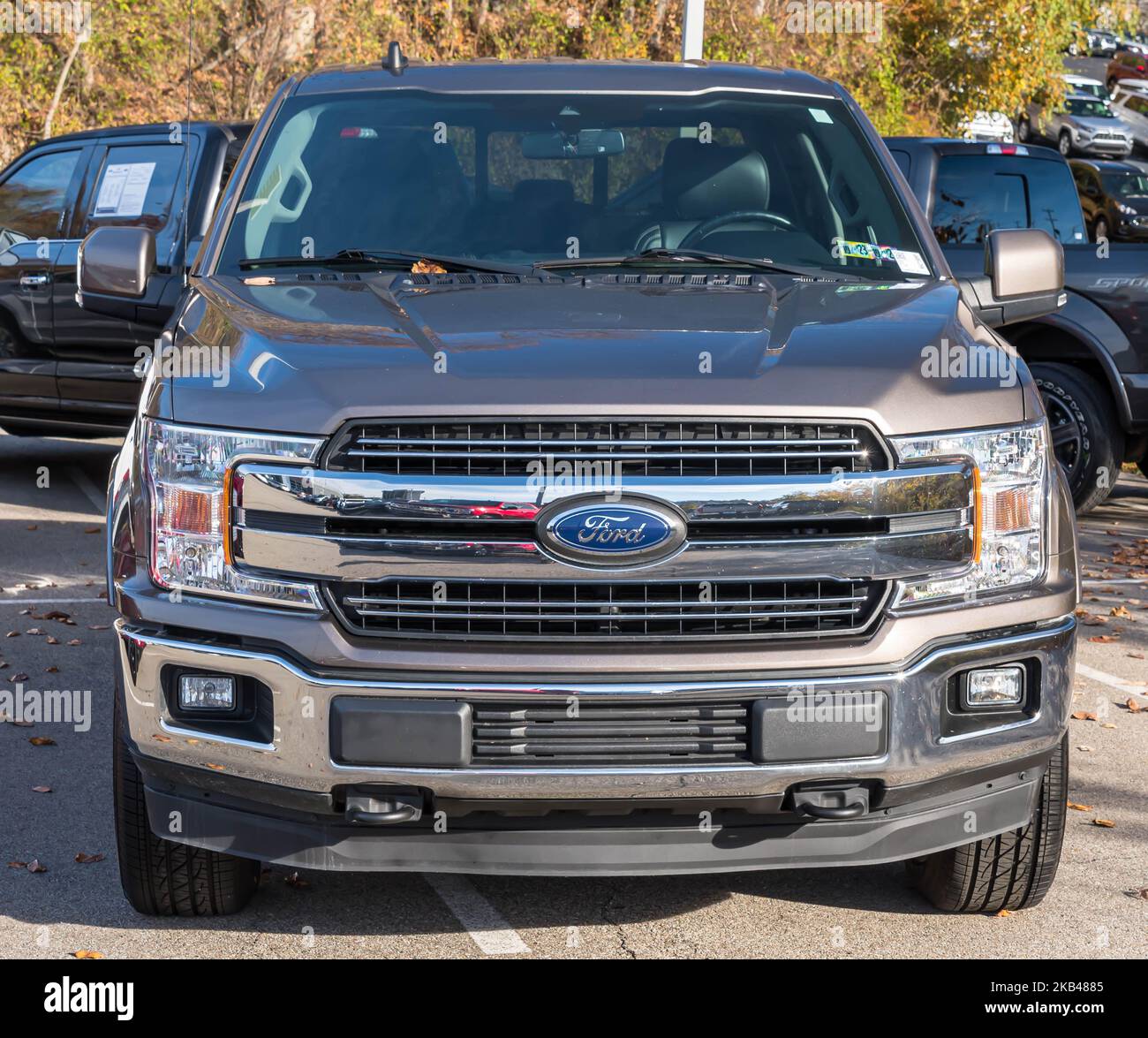 A silver Ford F 150 pick up for sale at a dealership in Monroeville ...