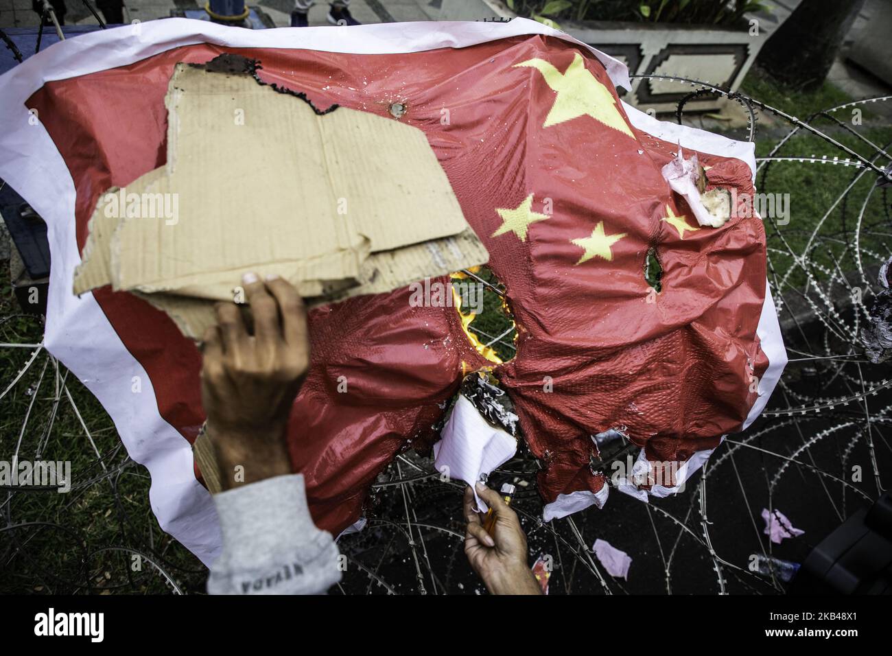 Jakarta, Indonesia, 21 December 2018 : China Flag was layed down on ...