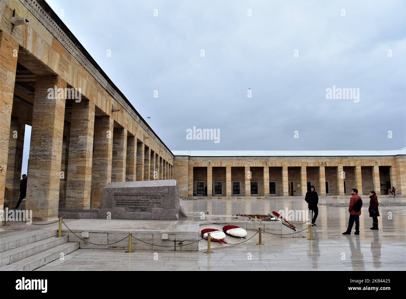 Visitors pay their respect in front of the tomb of Ismet Inonu, modern ...