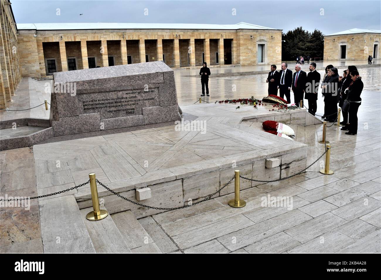 Visitors pay their respect in front of the tomb of Ismet Inonu, modern ...