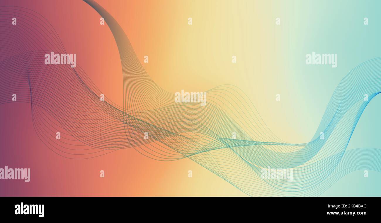 Panoramic colorful abstract stylish multi background with wavy lines ...