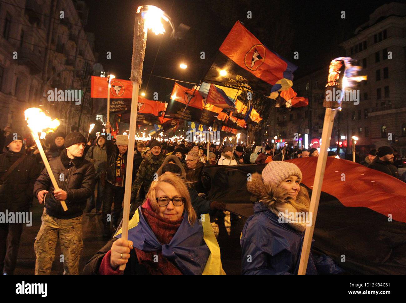 Ukrainian nationalists from different parties attend a march dedicated ...