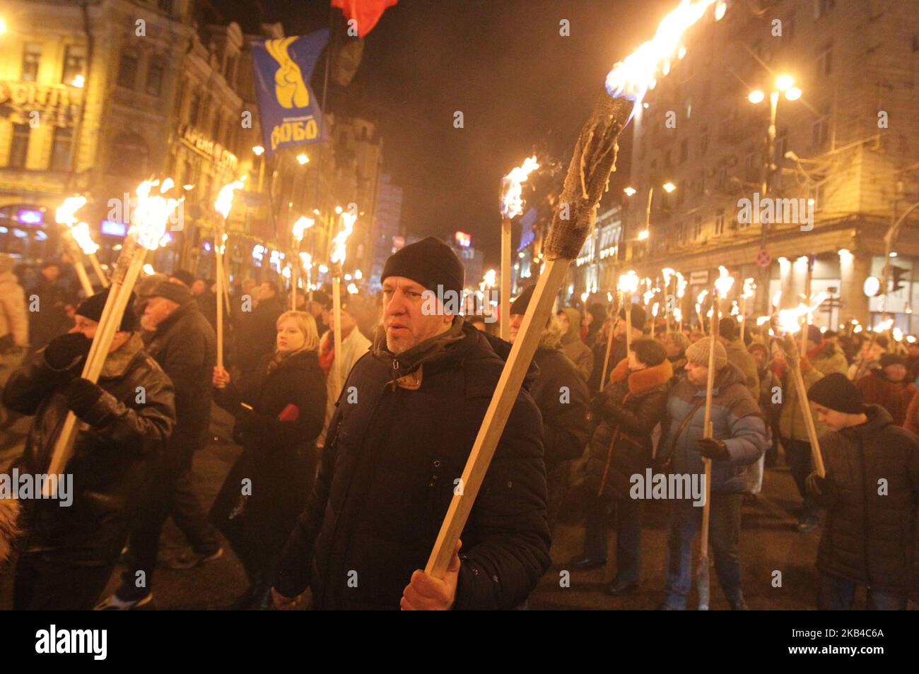 Ukrainian nationalists from different parties attend a march dedicated ...