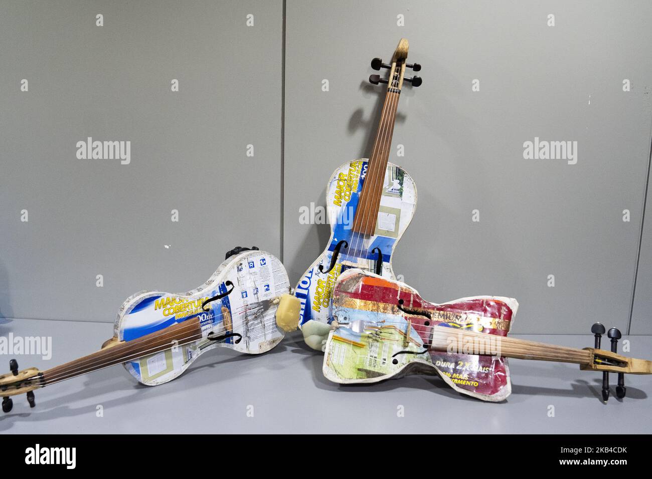 Recycled instrument during the presentation of the orchestra of ...