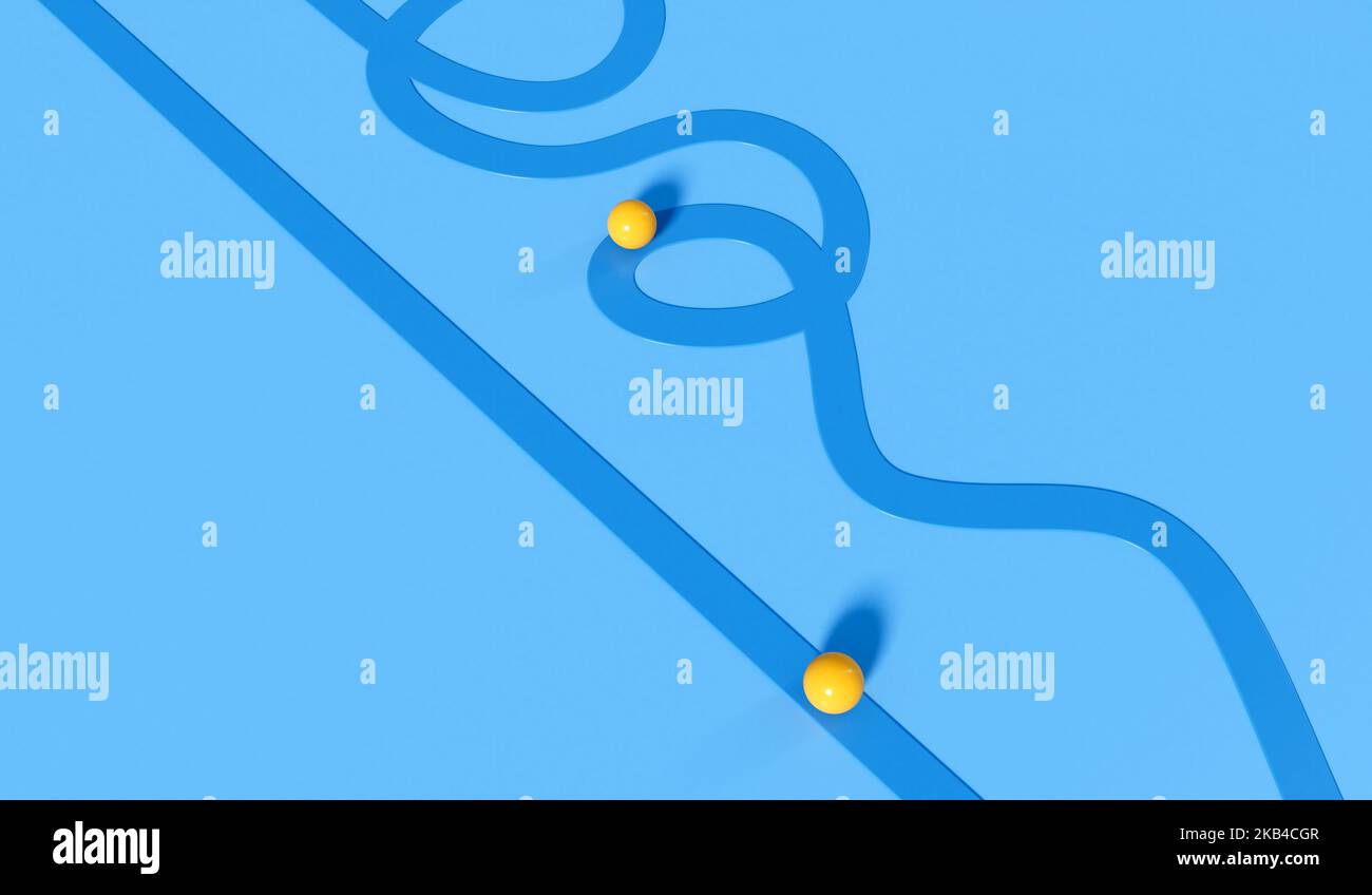 Straight line verses winding route. Path to success. Business strategic ...