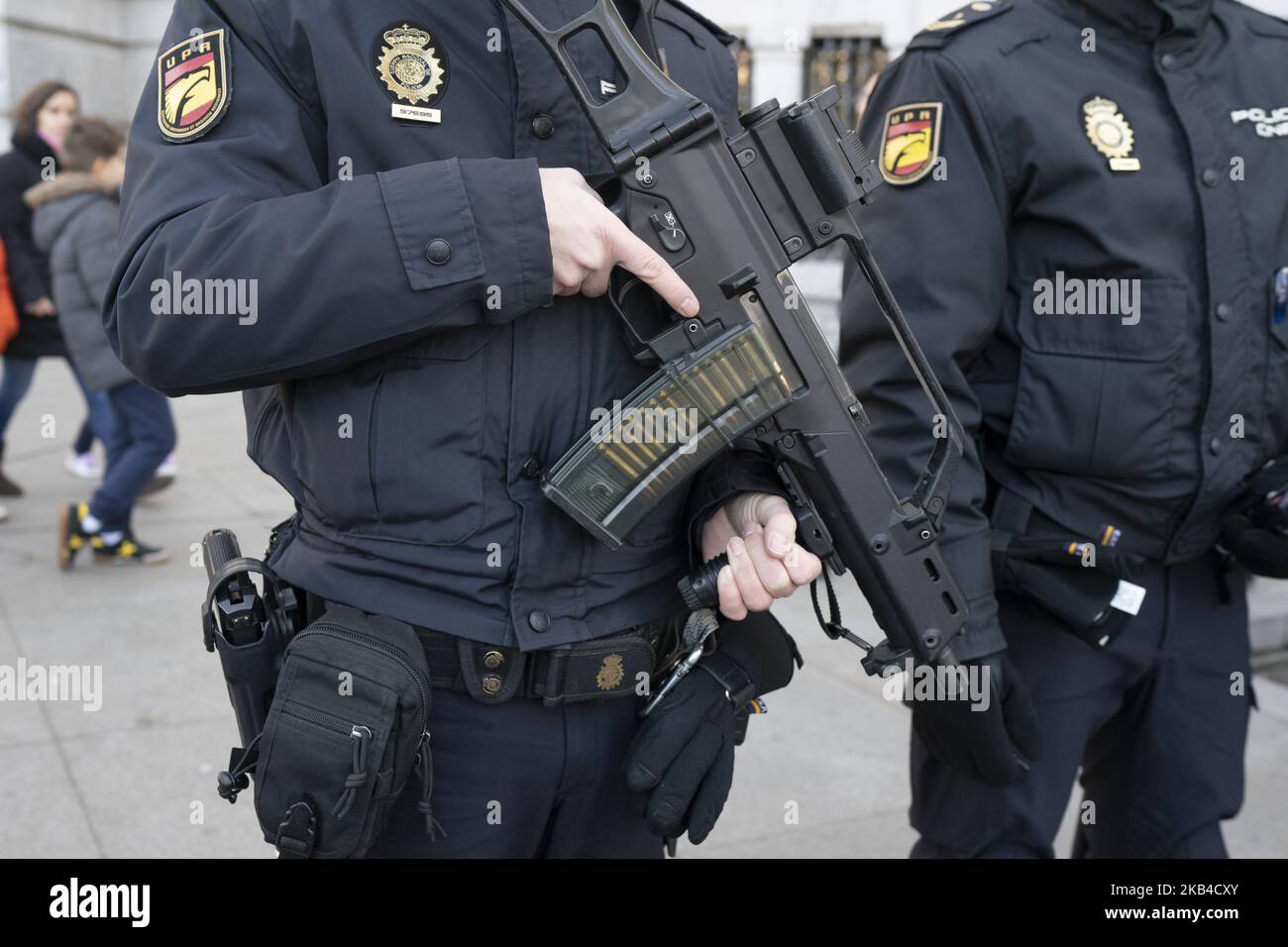 Agent of the National Police Corps pose during the presentation of the ...