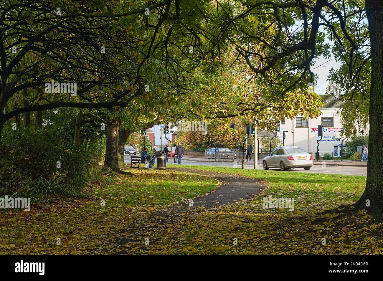 A winding path in the park during autumn by John Adam's way road Stock ...