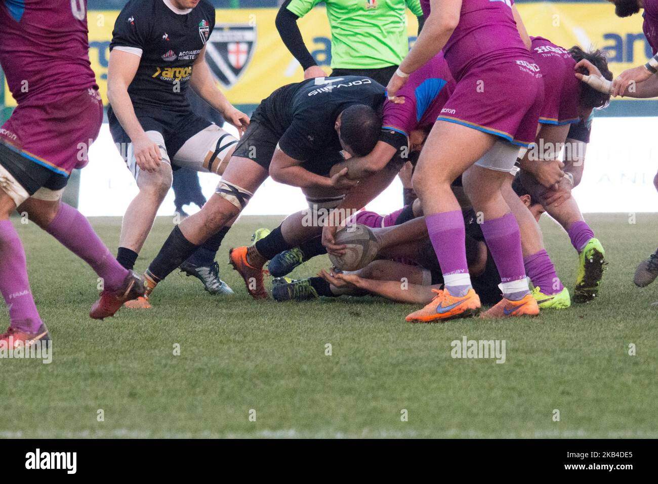 Michee Lamaro in action during Italian Championship Rugby Top 12 match ...