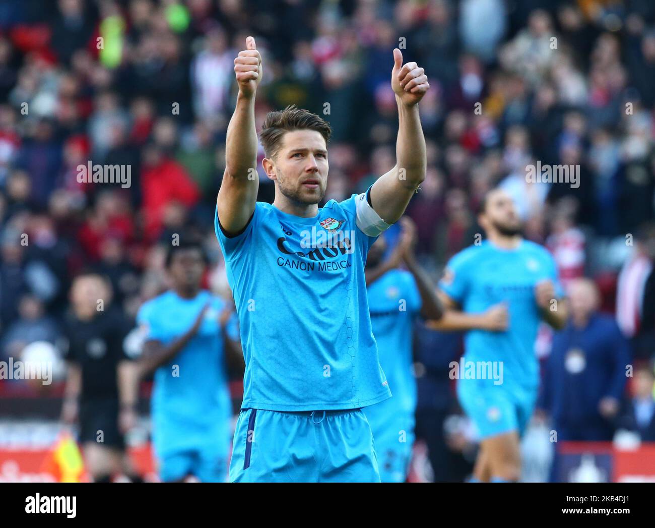 Callum Reynolds of Barnet thumps up to the fans during FA Cup 3rd Round ...