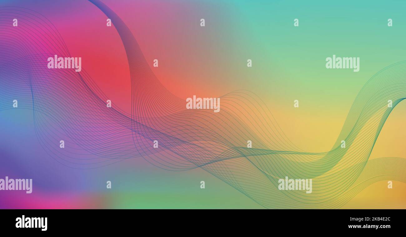 Panoramic colorful abstract stylish multi background with wavy lines ...
