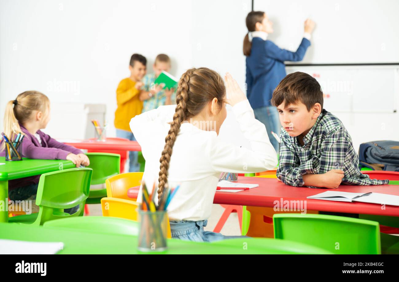 Happy kids during break at school Stock Photo - Alamy