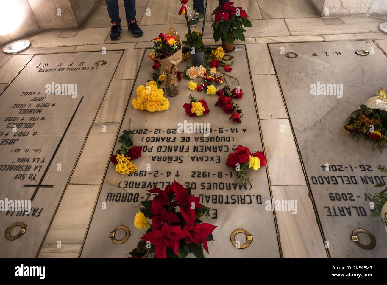 Detail of the tomb of Carmen Franco Polo, daughter of the dictator ...