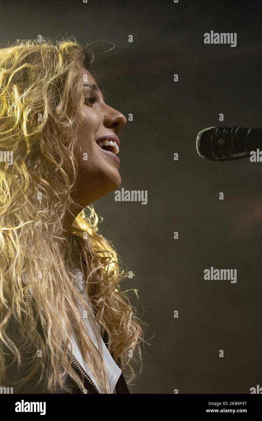 the singer Miriam Rodriguez during her performance in Madrid, Spain ...
