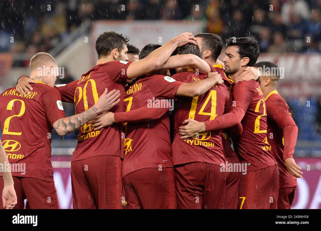 Patrik Schick celebrates after scoring goal 1-0 during the Italian Cup ...