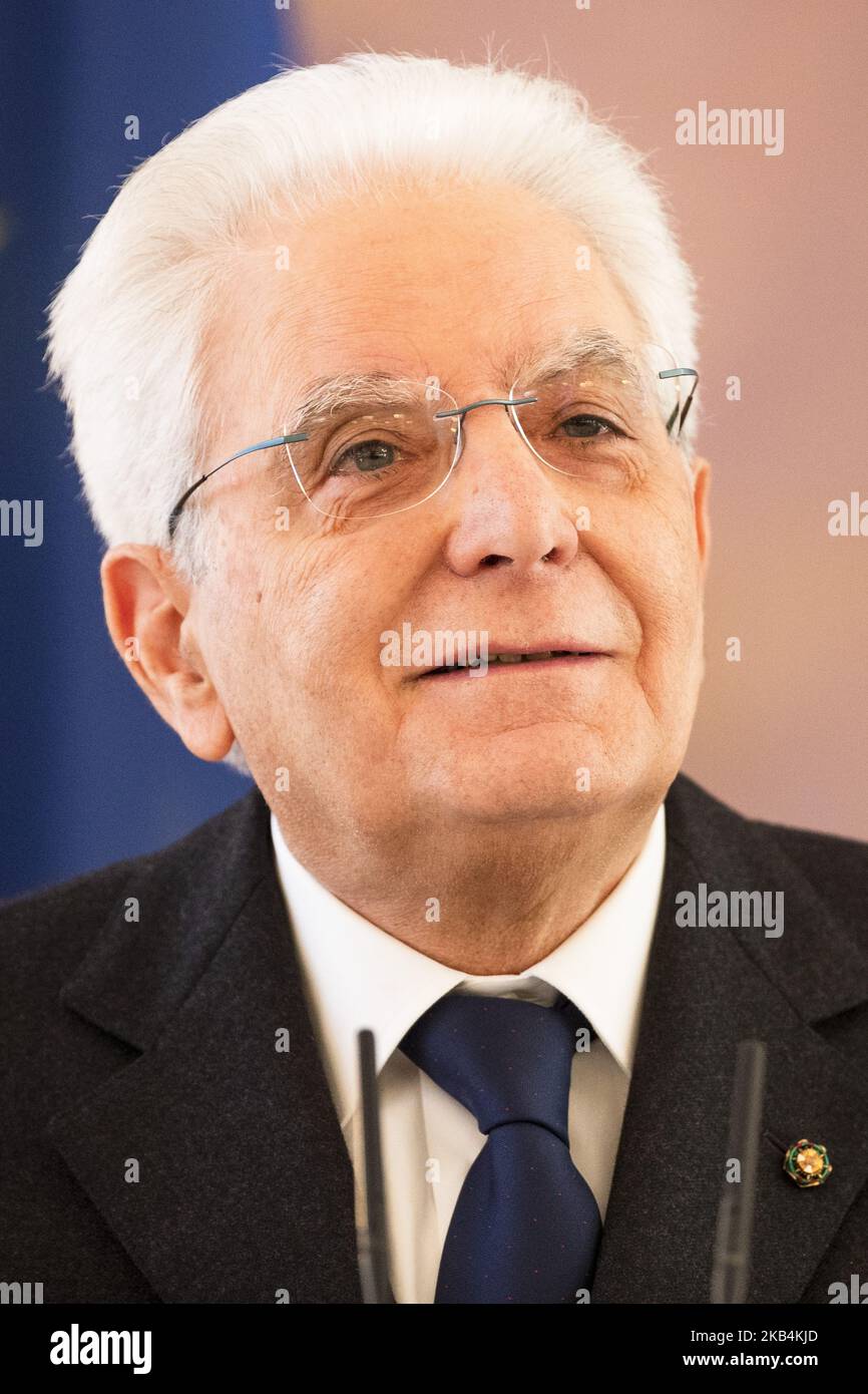 Italian President Sergio Mattarela is pictured during a press ...