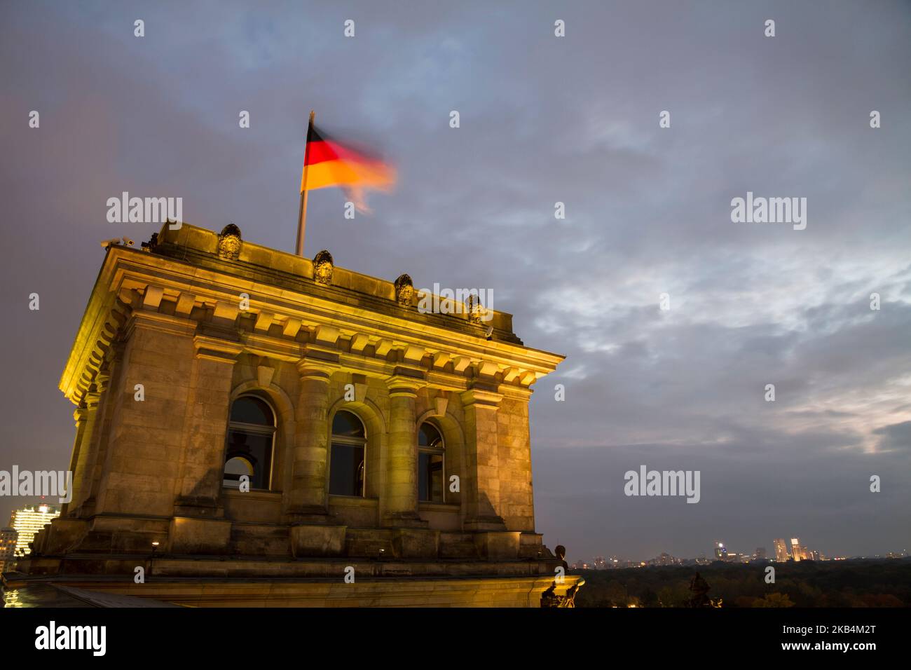 The german parliament bundestag in the Reichstag building at evening ...