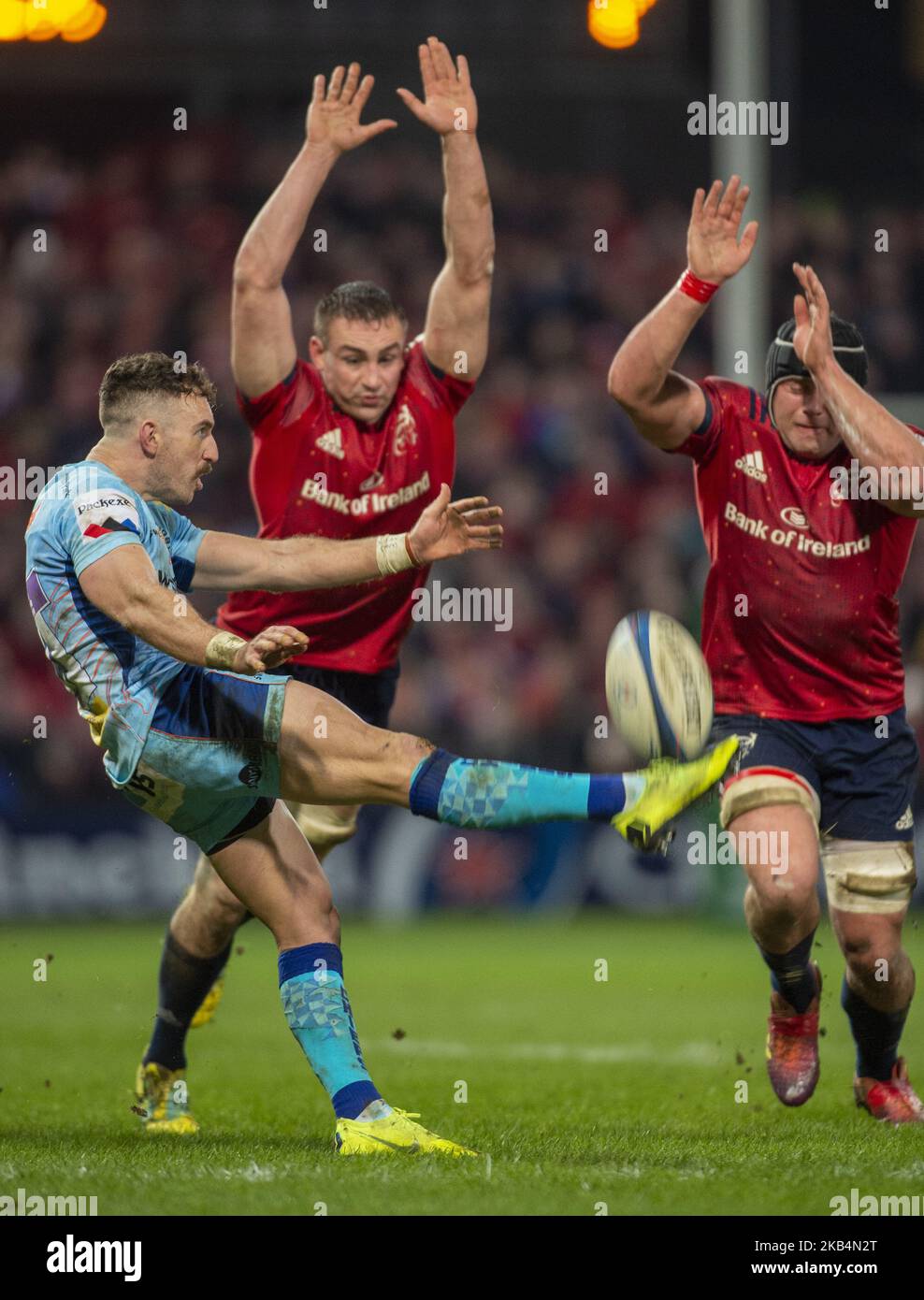 Nic White of Exeter kicks the ball during the Heineken Champions Cup ...