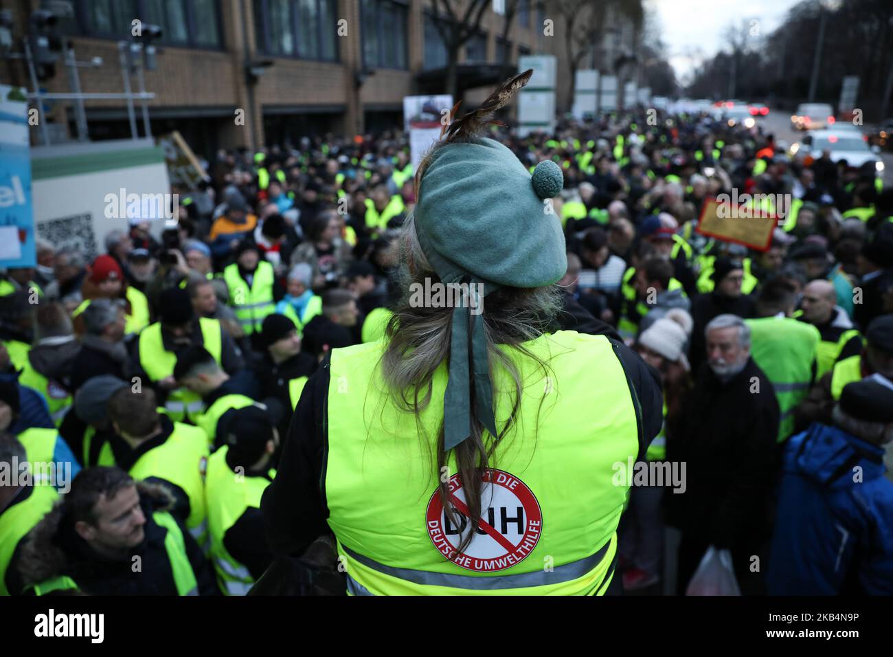 Protesters protest against driving ban on diesel vehicles in Stuttgart ...