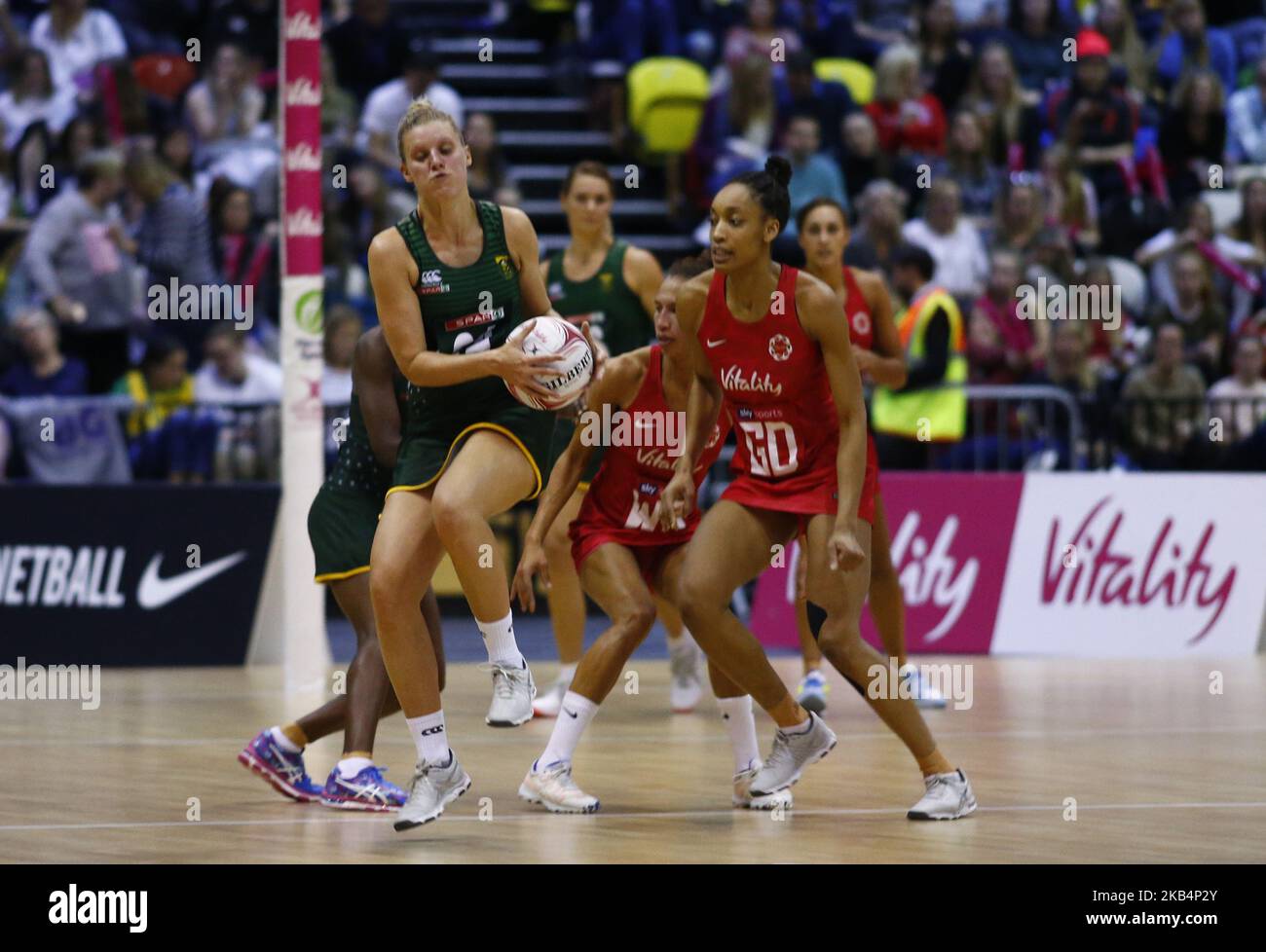 Erin Burger of South Africa (SPAR Proteas) (Green) During Netball Quad ...
