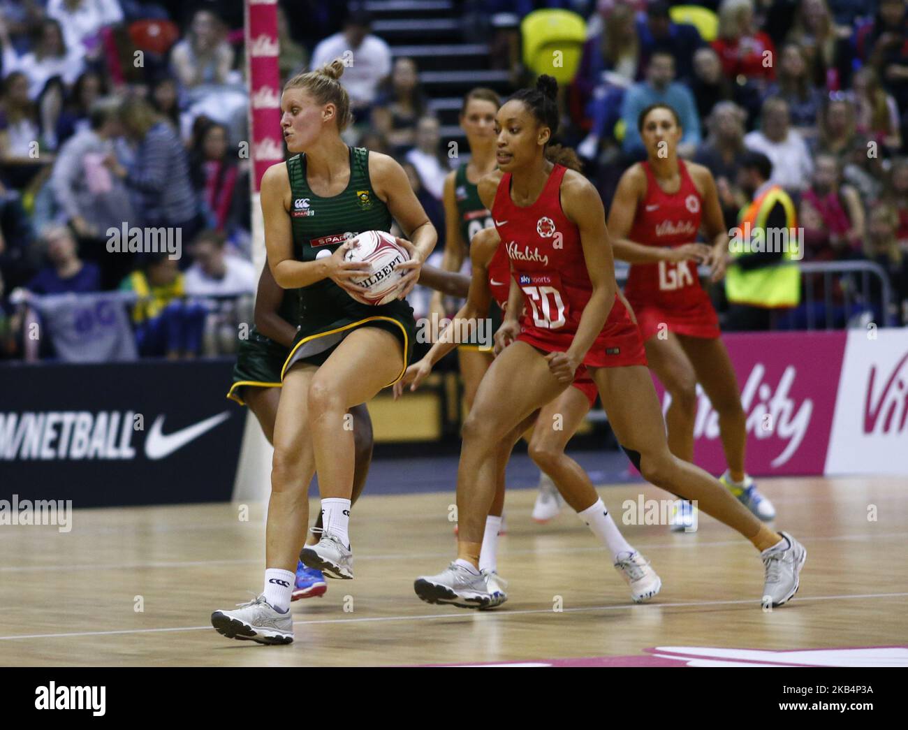 Erin Burger of South Africa (SPAR Proteas) (Green) During Netball Quad ...