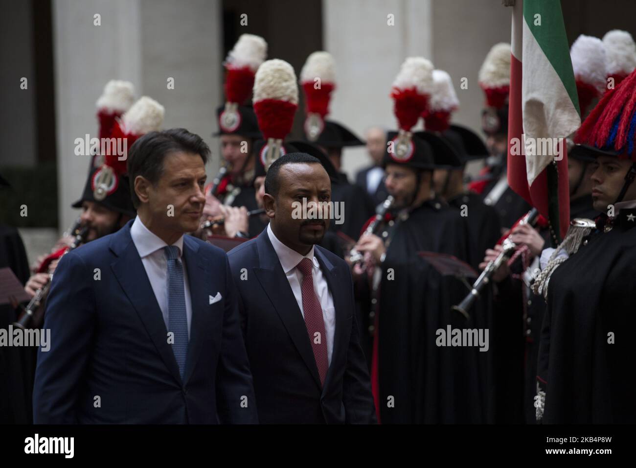 Italian Premier Giuseppe Conte (L) welcomes Ethiopian Prime Minister ...