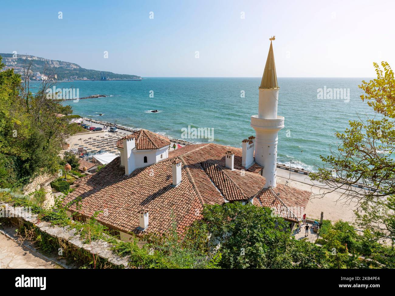 The Balchik palace in front of the Black sea coastline, Balchik ...