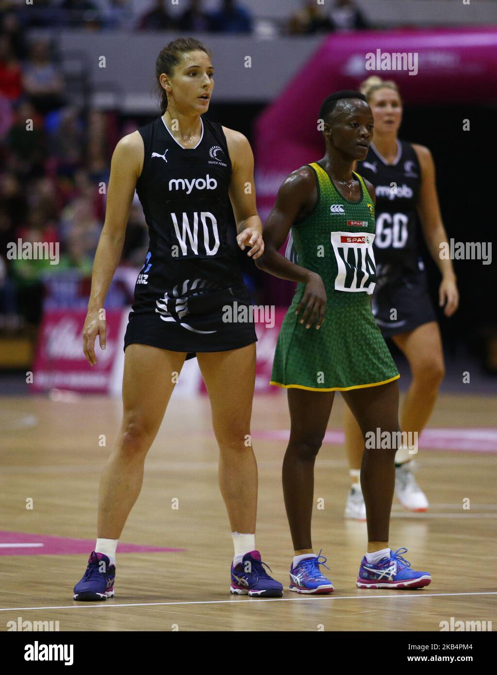 L-R Karin Burger of New Zealand Silver Ferns During Netball Quad Series ...